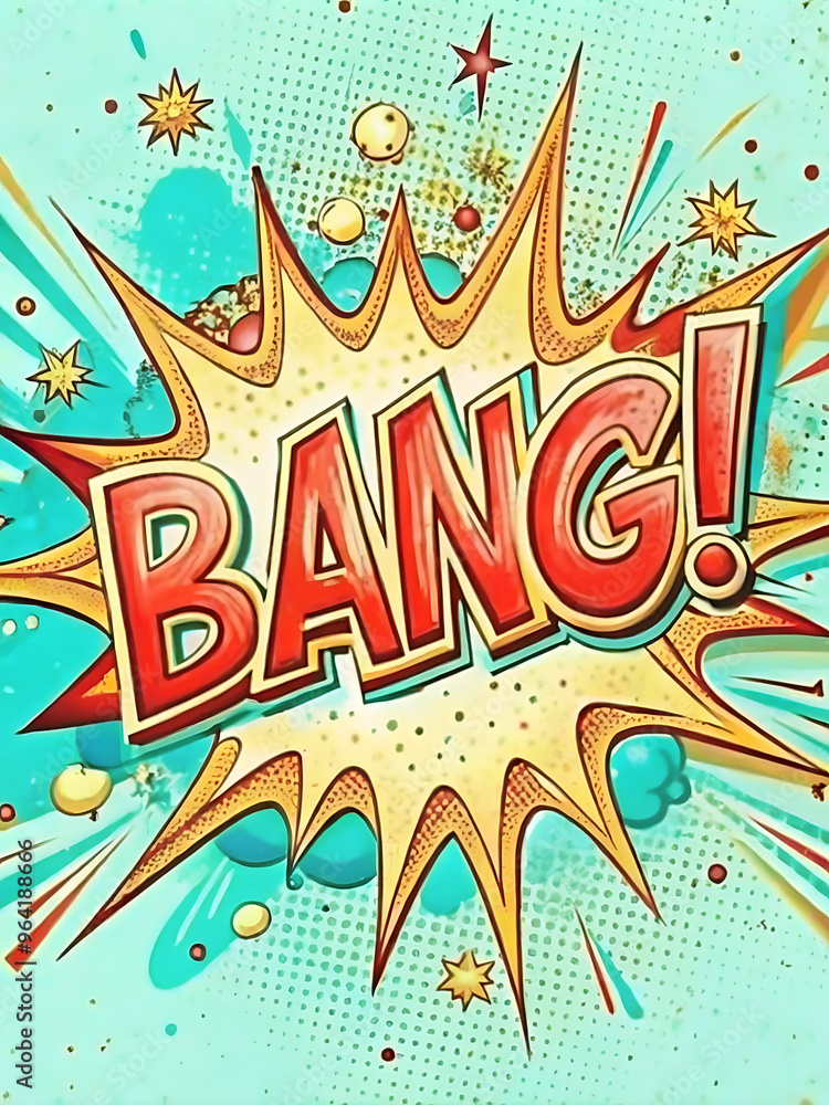 Comic explosion graphic design with Bang! Bang! text vibrant colors and ...