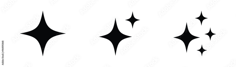 sparkle star icon set. simple star burst symbol. transparent png and vector illustration. Stock ...