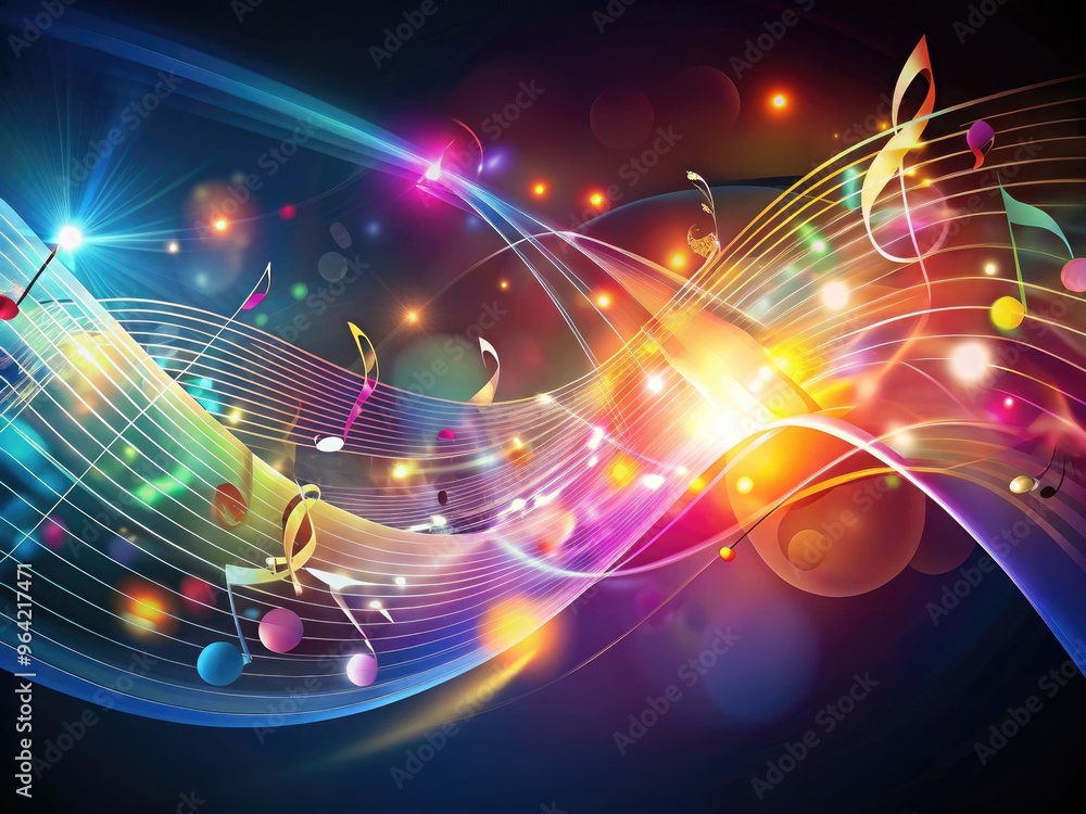 Abstract, Vibrant, Flowing, And Ethereal Music Notes Dancing On A ...