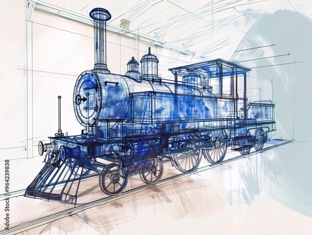 Steam locomotive 1800s visualization with augmented reality Transparent ...