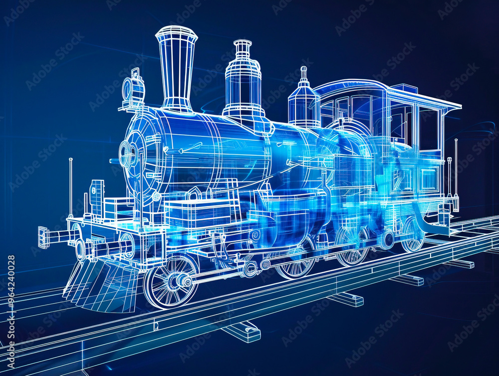 Steam locomotive 1800s visualization with augmented reality Transparent ...