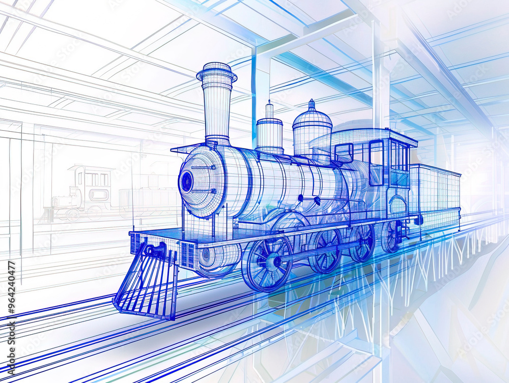 Steam locomotive 1800s visualization with augmented reality Transparent ...