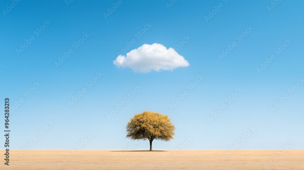 Lone Oak Tree Stands Majestically in the Middle of a Desert | Symbol of ...