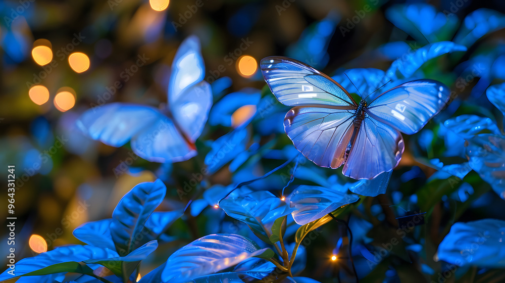 Butterfly garden where wings display dynamic QR codes and flower nectar ...
