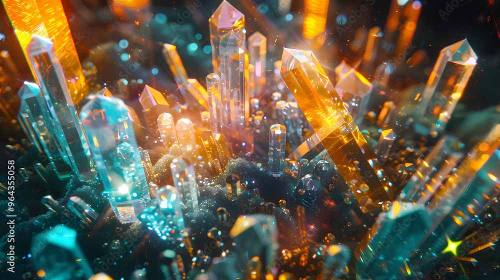 Crystal cave where gemstones emit holographic projections and mineral ...