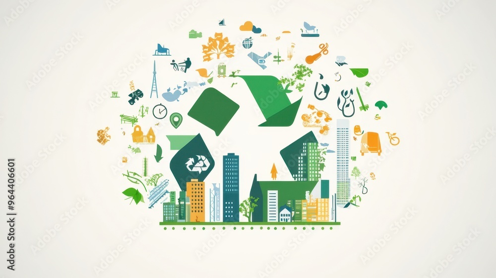 Visual representation of a circular economy, showing a continuous loop ...