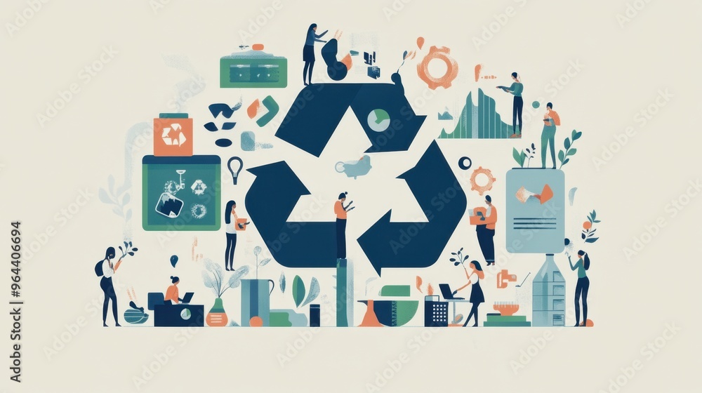 Visual representation of a circular economy, showing a continuous loop ...