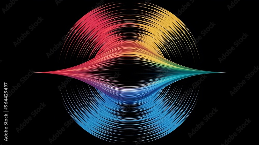 A mesmerizing circular waveform animation background featuring vibrant colors that pulse and ...