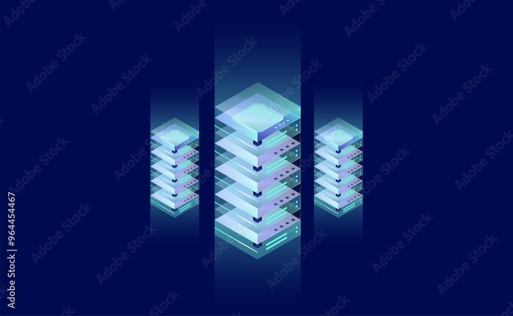 Isometric Vector Illustration of Future Data Center: Big Data ...