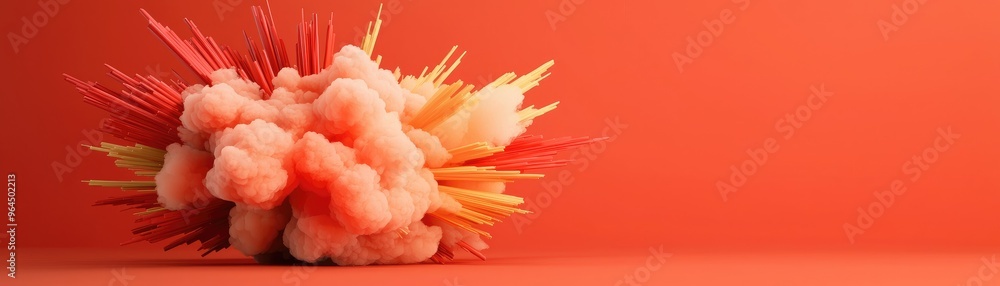 Colorful explosion of orange smoke and vibrant spikes on a matching ...