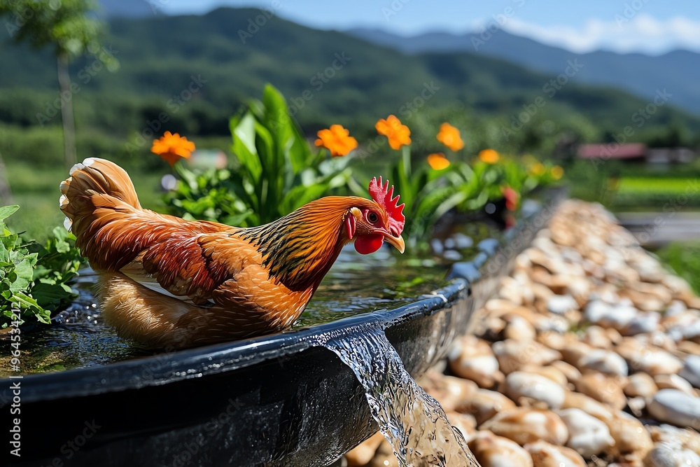 Poultry farm, rainwater collection, sustainable water use implements ...