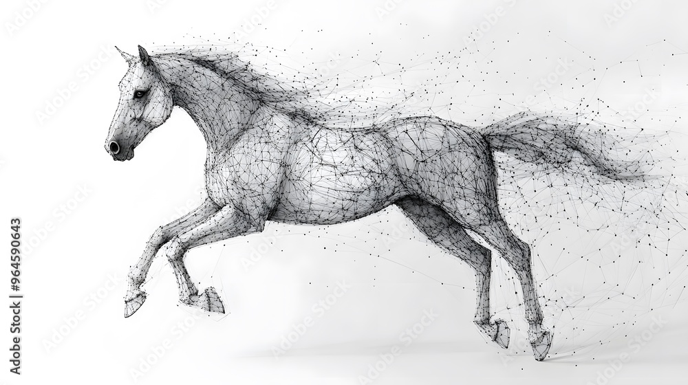 Running Horse from Lines: A dynamic image of a galloping horse, its ...