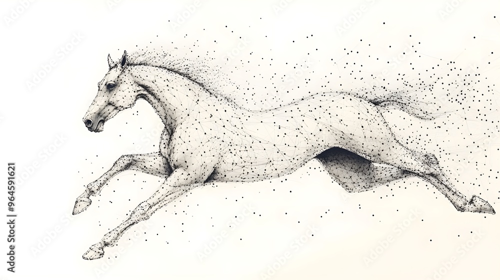 Running Horse from Lines: A dynamic image of a galloping horse, its ...