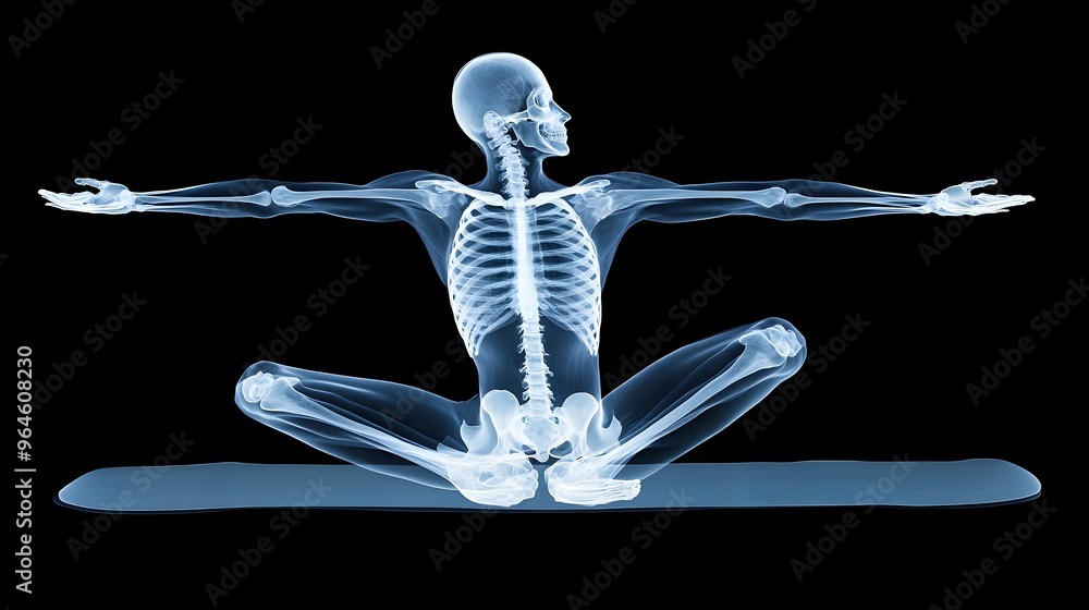 X-Ray of Yoga Pose: An X-ray depiction of a person holding a yoga pose ...
