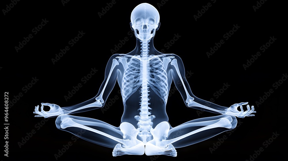 X-Ray of Yoga Pose: An X-ray depiction of a person holding a yoga pose ...