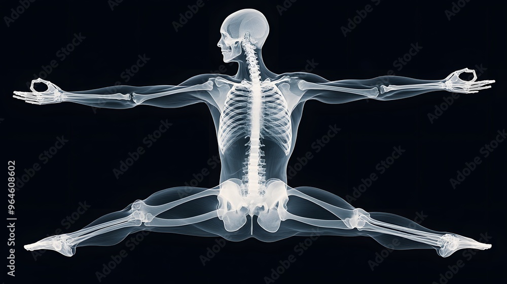 X-Ray of Yoga Pose: An X-ray depiction of a person holding a yoga pose ...