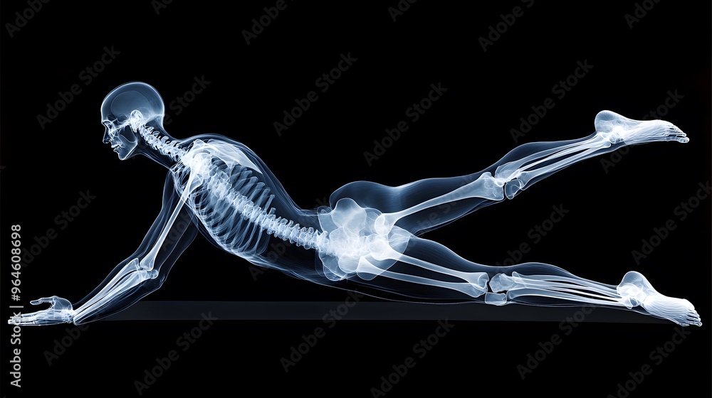 Ilustración de Stock X-Ray of Yoga Pose: An X-ray depiction of a person ...