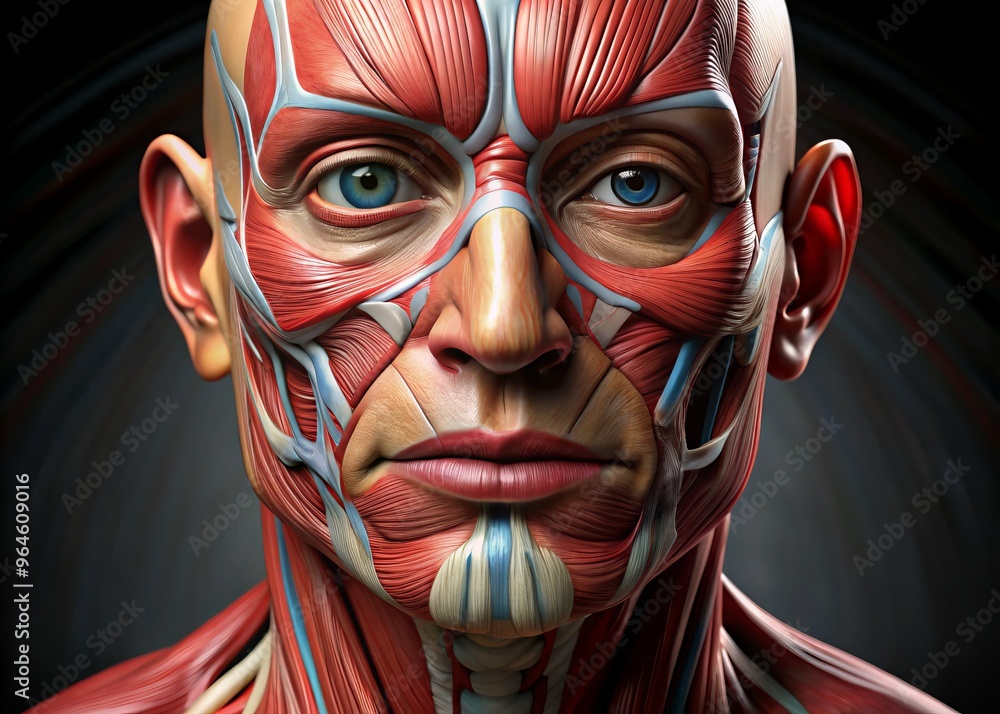 anatomy facial muscles illustration 3D computer graphics realistic ...