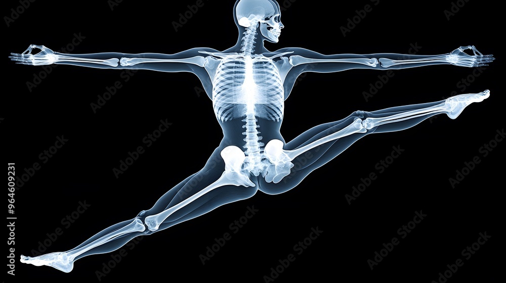 Ilustración de Stock X-Ray of Yoga Pose: An X-ray depiction of a person ...
