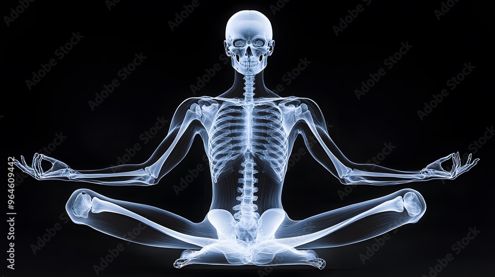 X-Ray of Yoga Pose: An X-ray depiction of a person holding a yoga pose ...