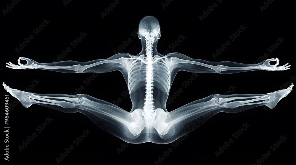X-Ray of Yoga Pose: An X-ray depiction of a person holding a yoga pose ...