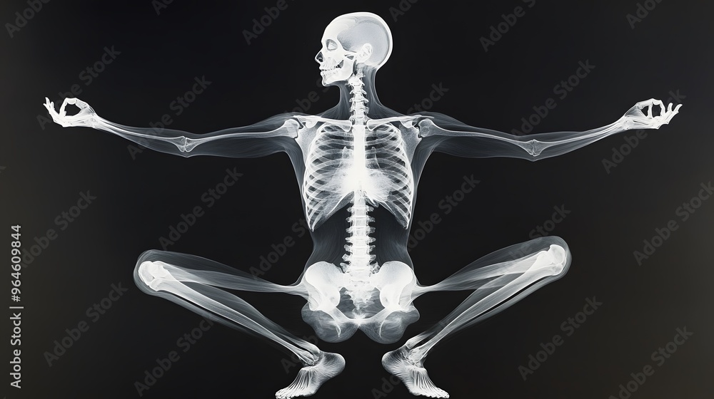 X-Ray of Yoga Pose: An X-ray depiction of a person holding a yoga pose ...