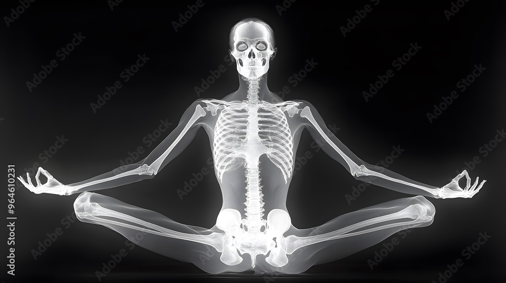 X-Ray of Yoga Pose: An X-ray depiction of a person holding a yoga pose ...