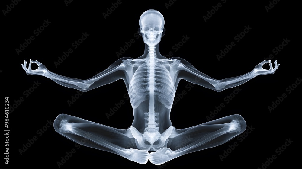 Ilustración de Stock X-Ray of Yoga Pose: An X-ray depiction of a person ...
