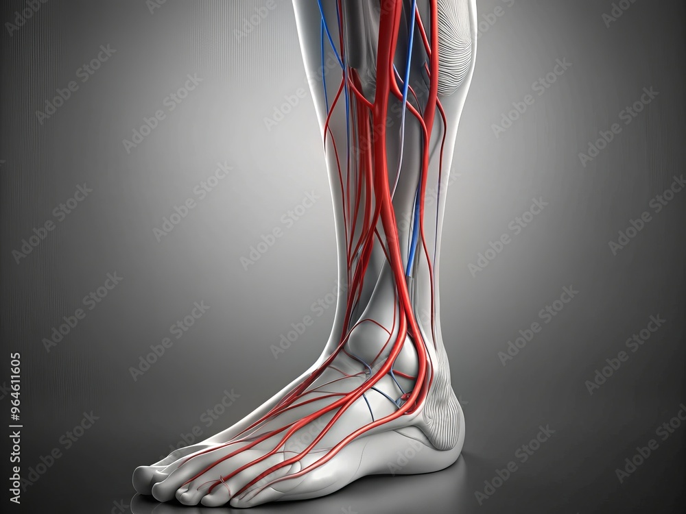 Anatomy of lower leg arteries cross section illustration gray scale ...