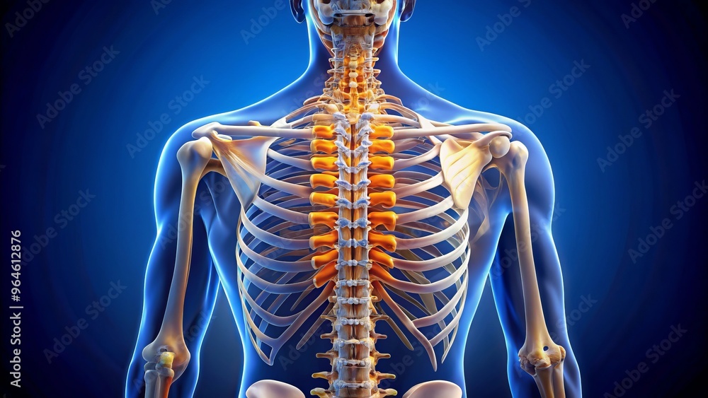 anatomy of thoracic vertebrae diagrams Stock Illustration | Adobe Stock
