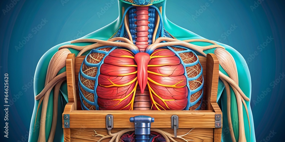 chest organ anatomy concept art style illustration Stock Illustration ...