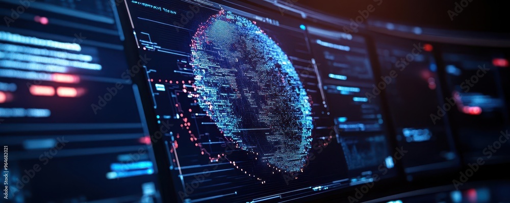 Cybersecurity command center with screens showing a zero-day exploit ...
