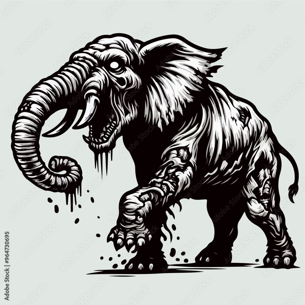 Elephant Zombie Cartoon Vector Icon Illustration. Animal Nature Icon ...