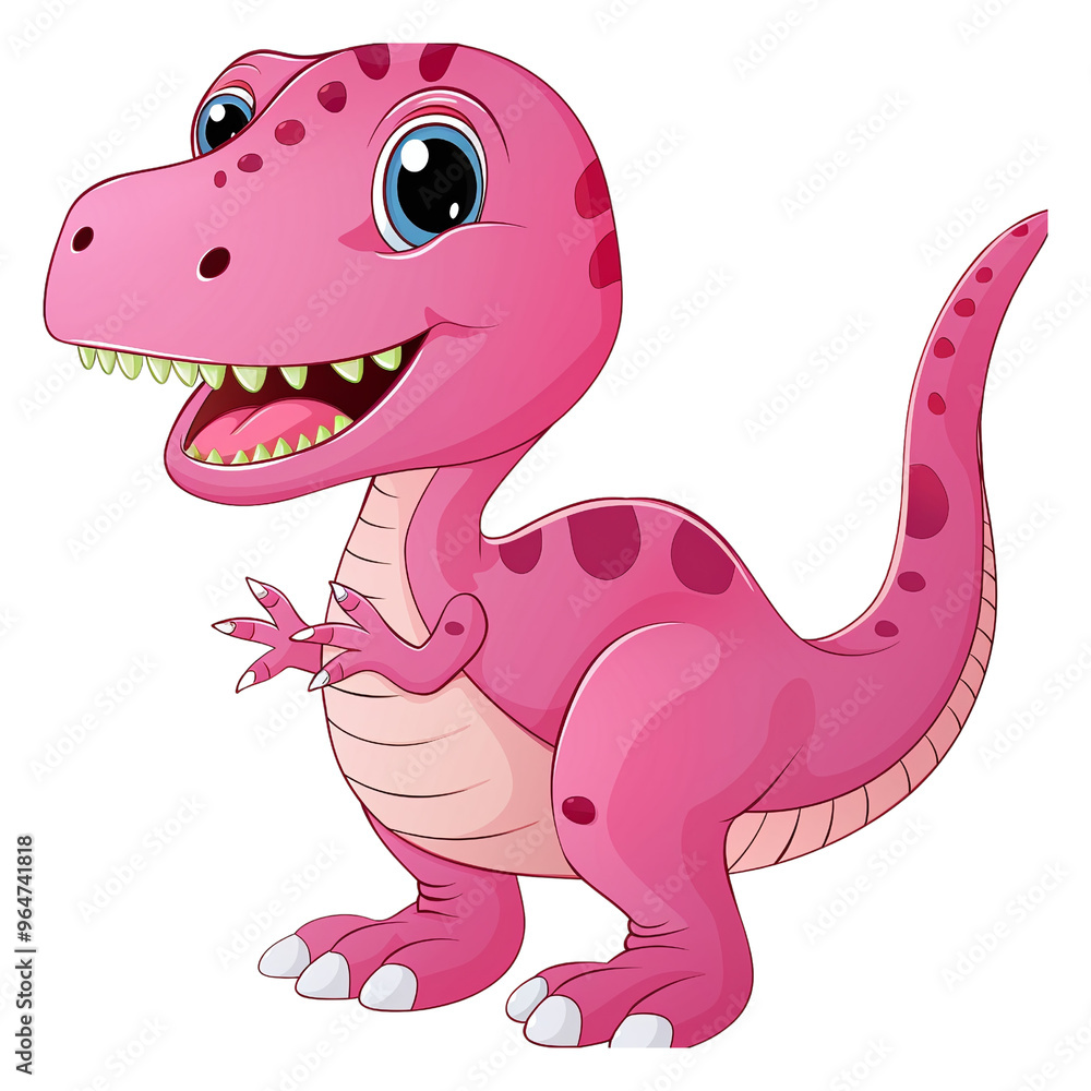 Pink Cartoon T-Rex Dinosaur Illustration Stock Illustration | Adobe Stock