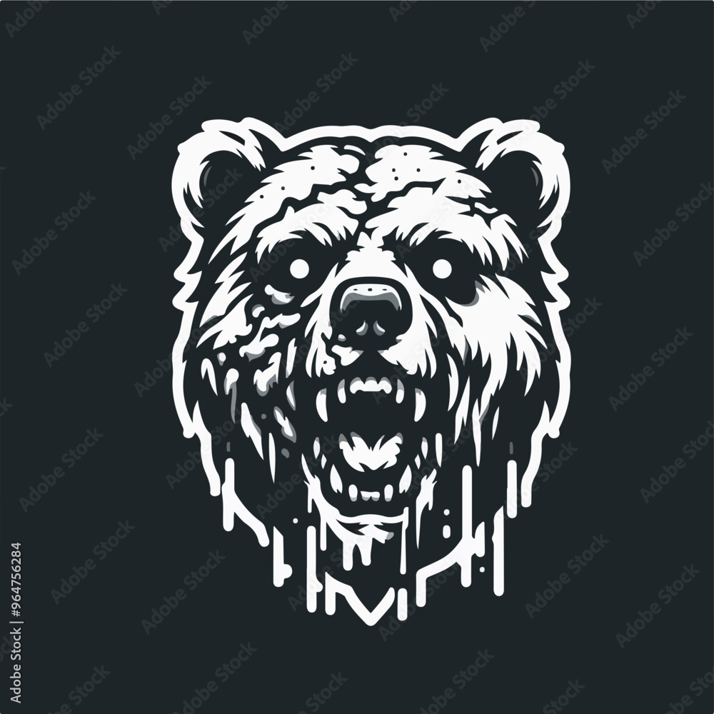 Zombie bear with cartoon sticker logo icon tattoo. Stock Vector | Adobe ...