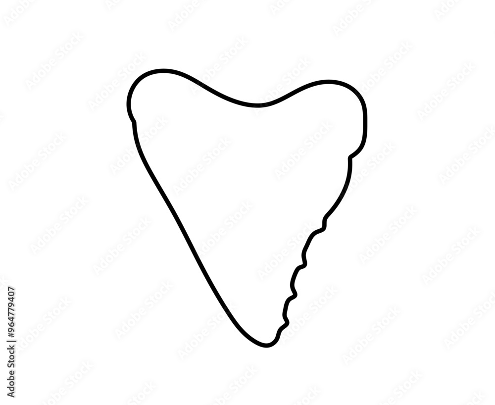 Vector isolated one single shark tooth shape stencil template colorless ...