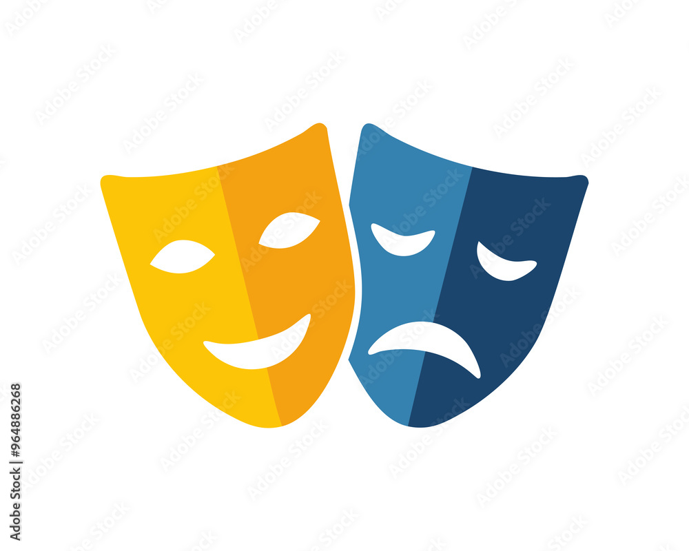 Comedy and Tragedy Masks. Masquerade Mask, Comic and Tragic Vector Icon ...