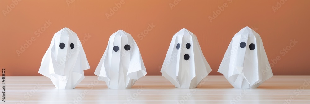 Guidelines for making a DIY paper ghost craft for Halloween Stock Photo ...