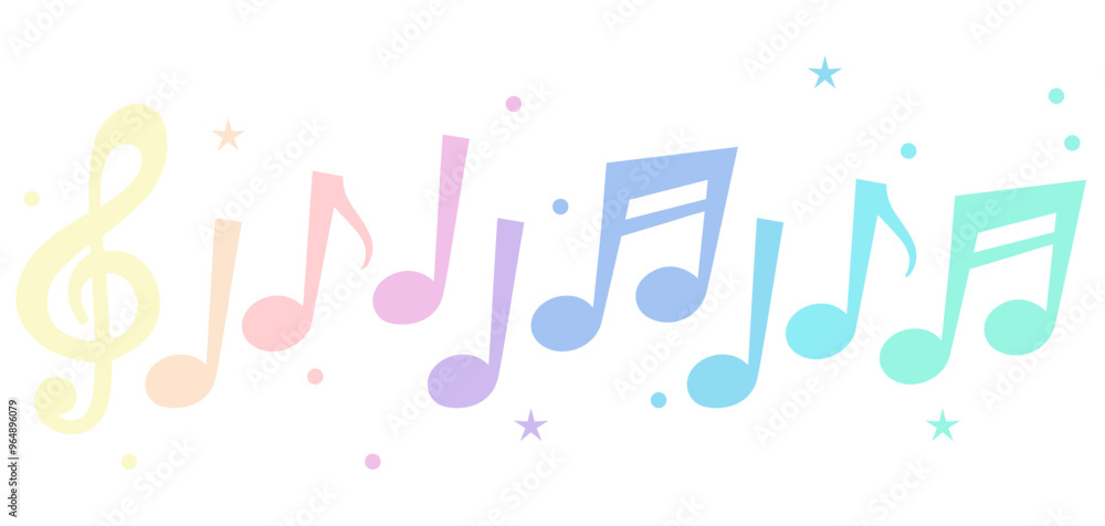 Colourful music note symbols of different color. Music notes icon set ...