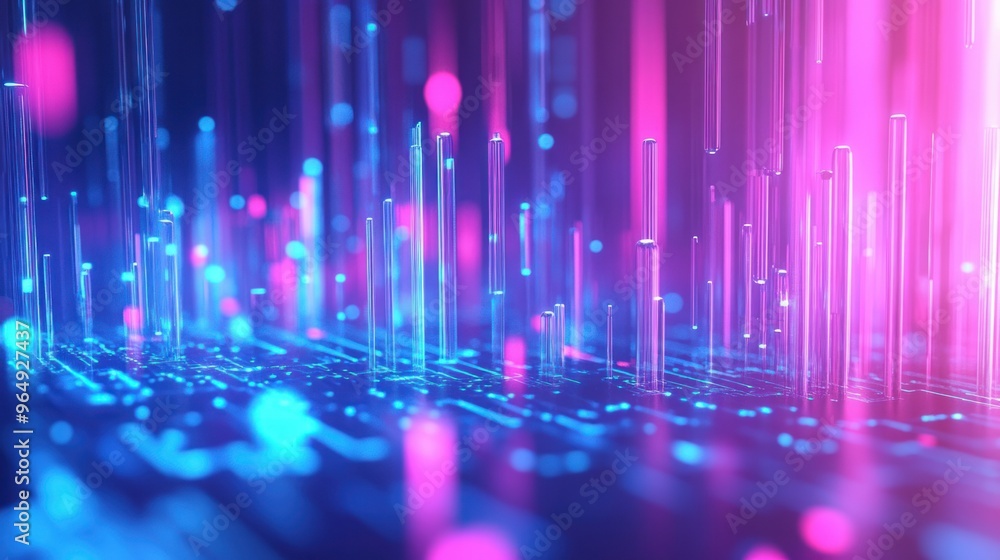Text flow through cyberspace: Visualize a futuristic design where ...