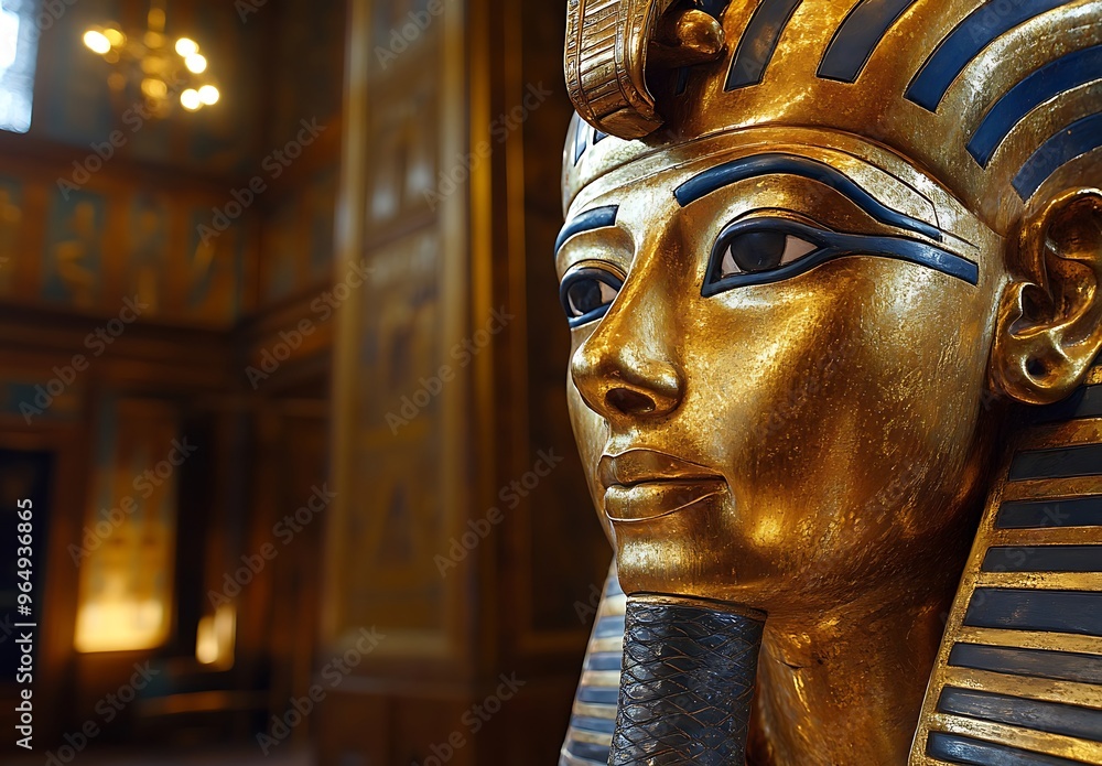 Bronze color bust of Egyptian King Tutankhamun made with plaster ...