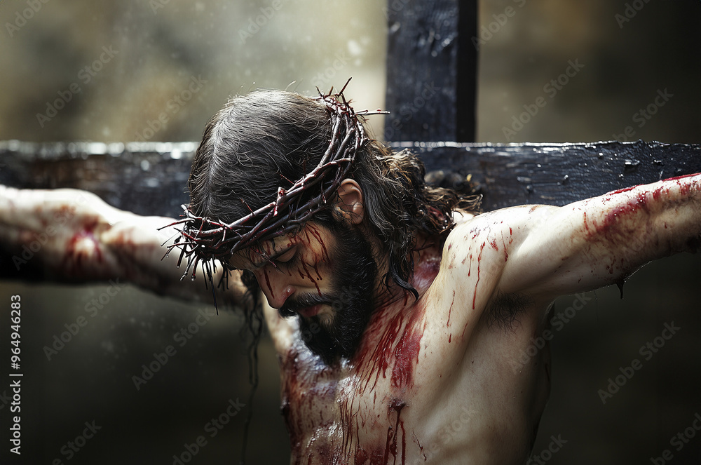Jesus Christ Being Crucified Stock Illustration | Adobe Stock