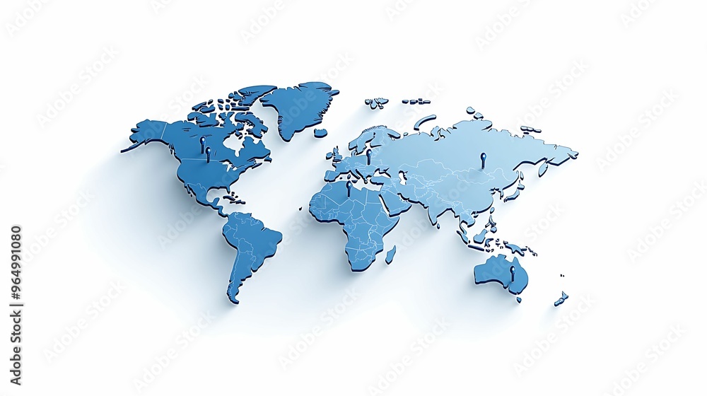 Ilustración de Stock Global Cartographic Image Blue Map of the World ...