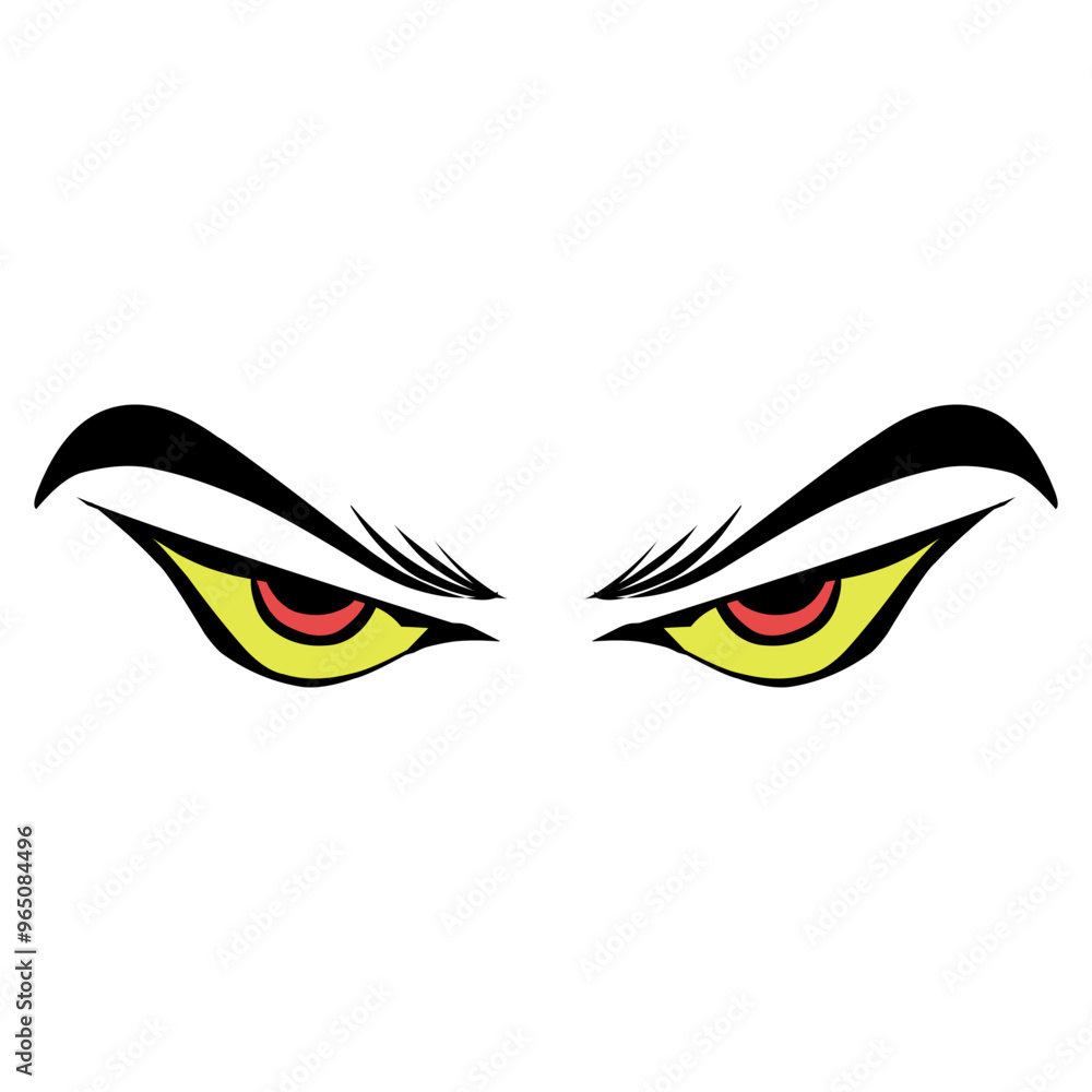 Cartoon angry expression eye design with transparent background ...