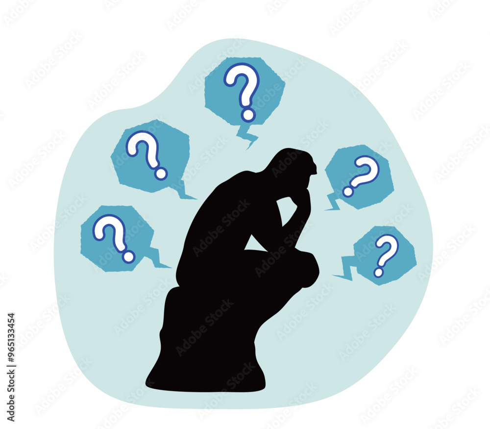 Bronze statue of a troubled thinker Silhouette dementia, The Thinker of ...