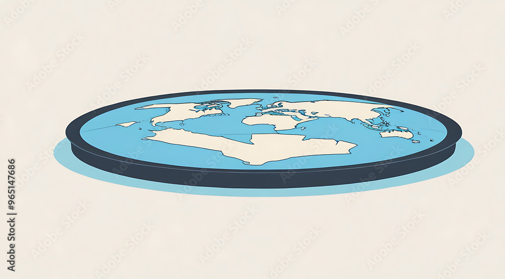 A minimal illustration of a flat Earth concept, with a simple, flat ...