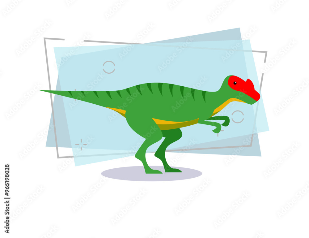 Green predatory dinosaur. Creature, historic animal. Nature concept ...