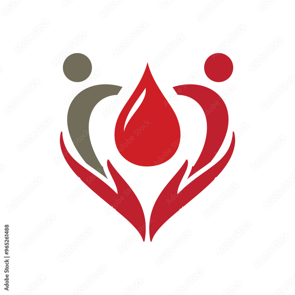 This is a simple flat logo that depicts two hands and two abstract ...
