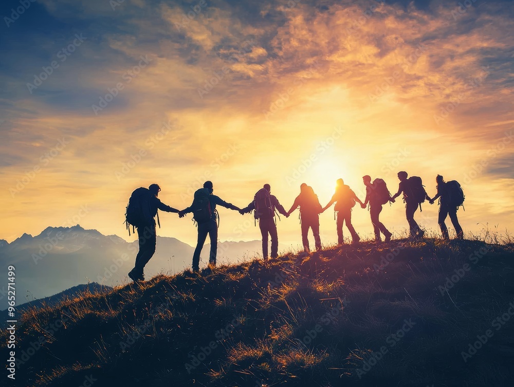 team-feeling concept, panorama view of group of people holding hands on ...