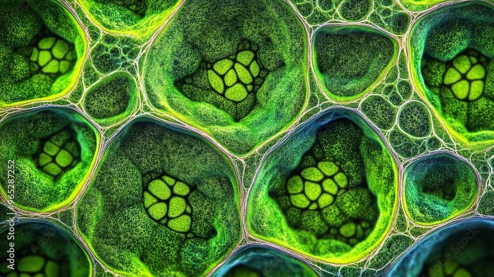 Detailed observation of plant cells showcases their prominent nuclei ...